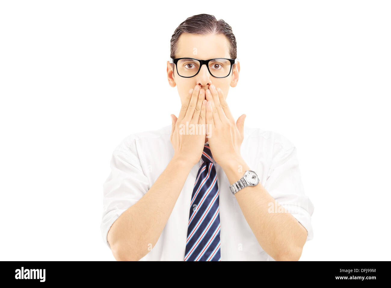 Hands over mouth hi-res stock photography and images - Alamy