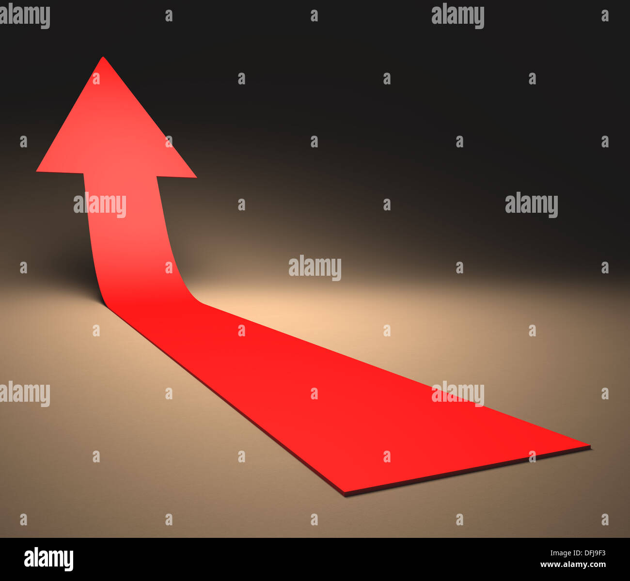 Red carpet arrow-shaped up. Your text next to the arrow Stock Photo - Alamy