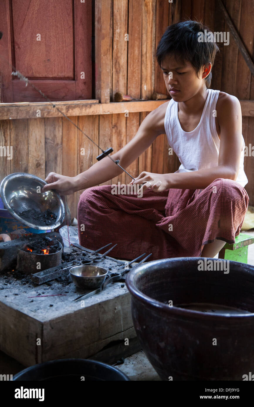 A metal worker. Myanmar Burma. Portrait Stock Photo - Alamy