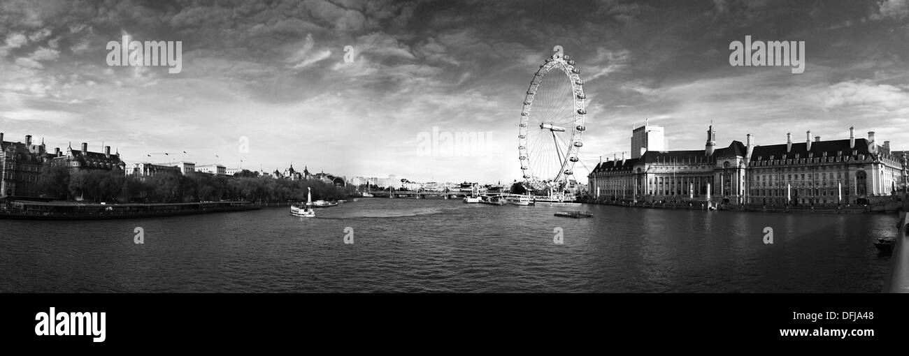panorama of London with a view on London Eye and Thames Stock Photo - Alamy