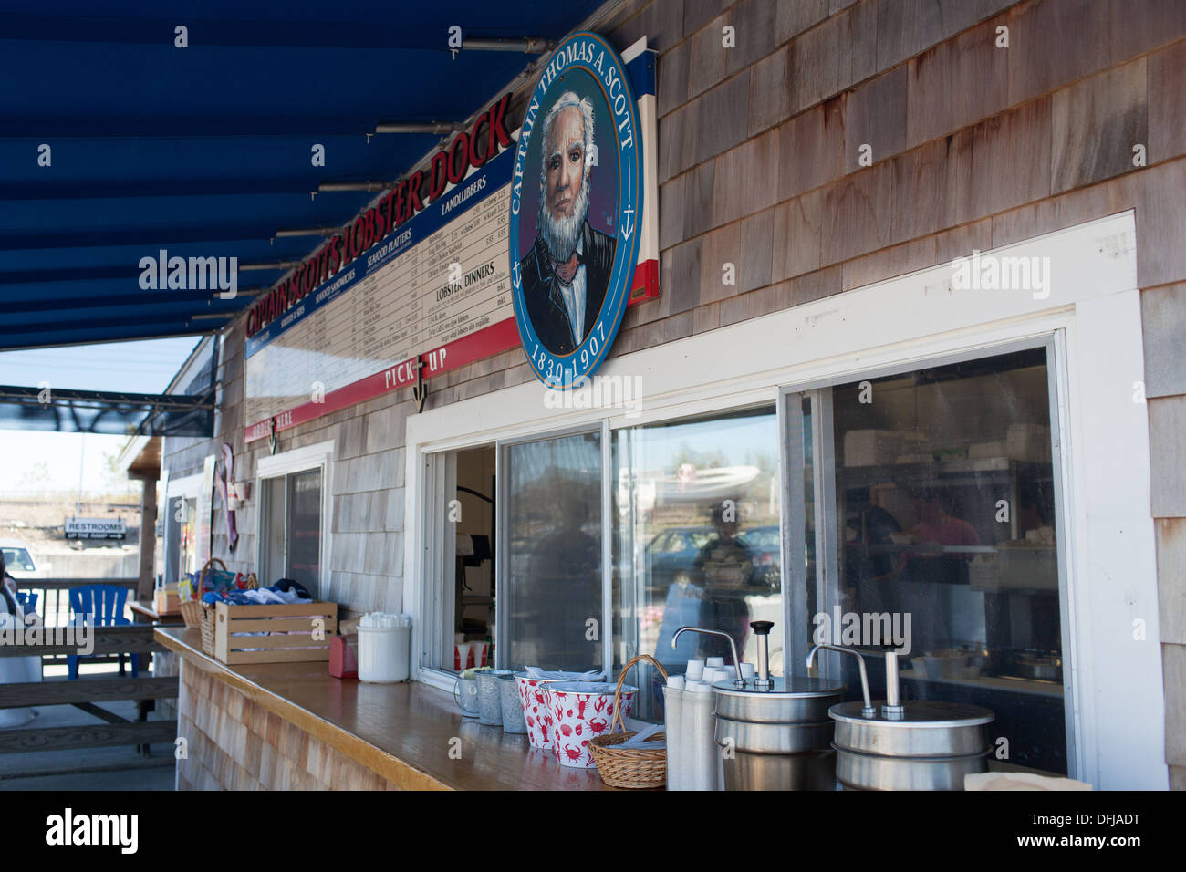 Menu sign featuring Captain Thomas Scott at Captain Scott's Lobster ...