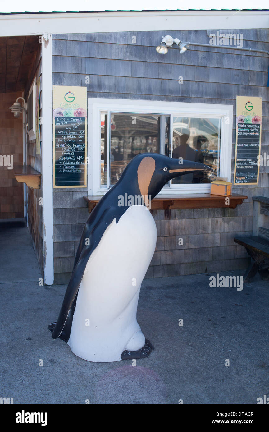 Giant penguin at the outdoor ordering window at Captain Scott's Lobster ...