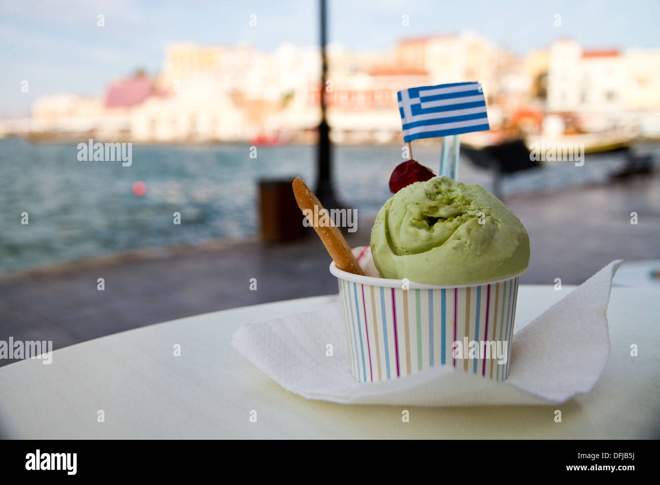Ice cream in Chania Harbour, Crete Stock Photo - Alamy