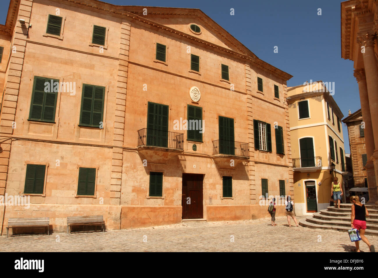Buildings in the cathedral square, Menorca Stock Photo - Alamy