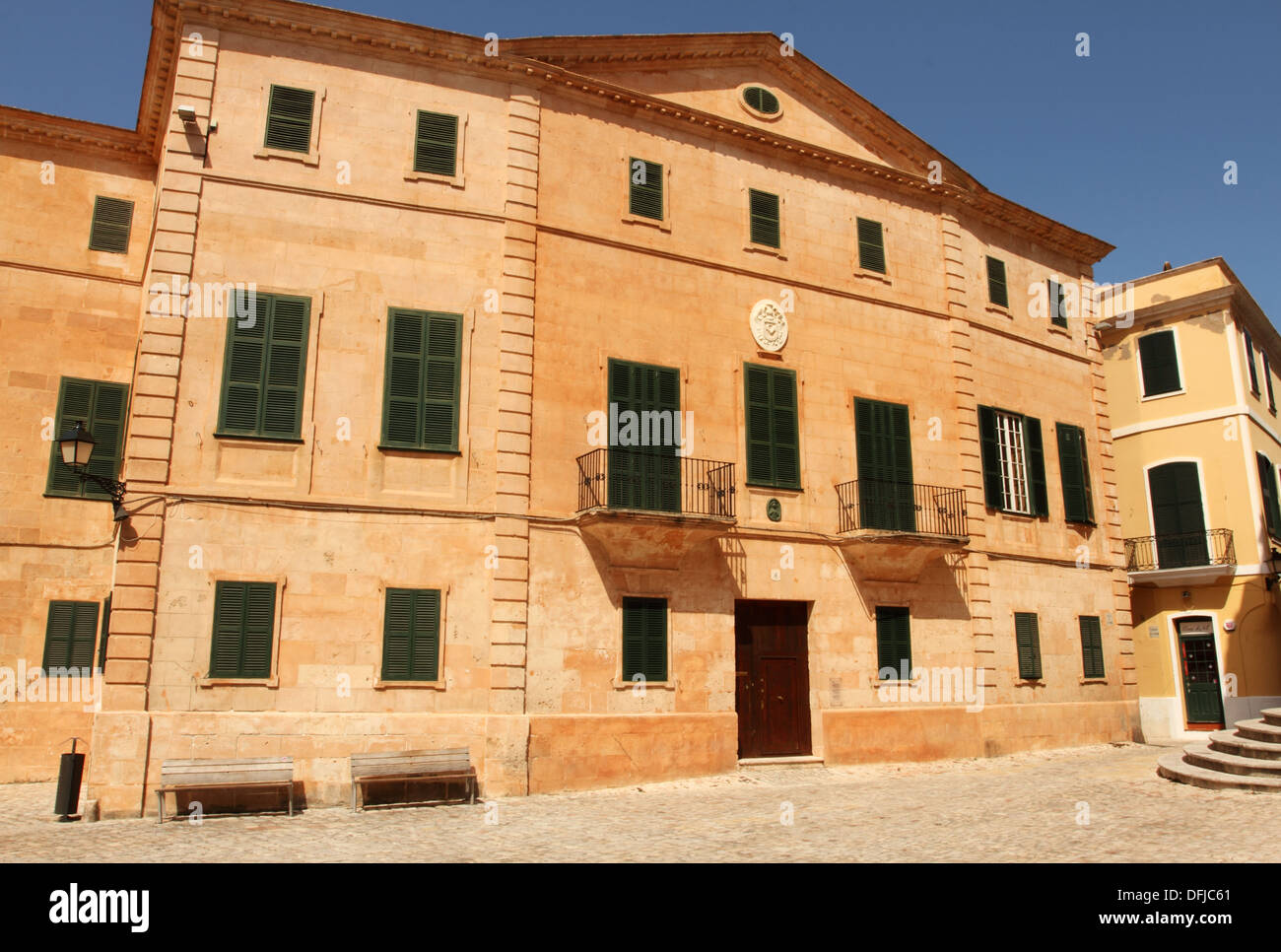 Buildings in the cathedral square, Menorca Stock Photo - Alamy