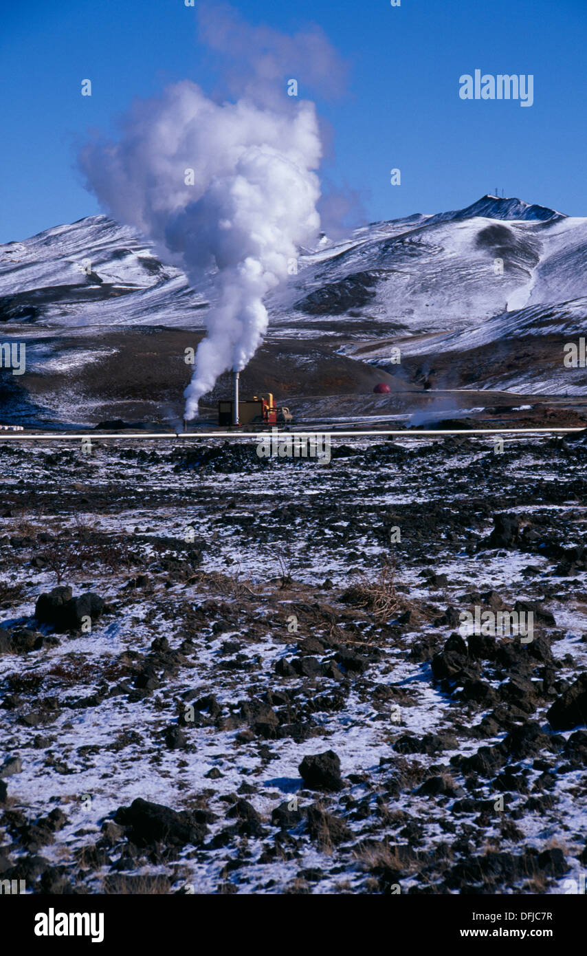 Geothermal station 'Bjarnarflag', near Reykjahlid, North East Iceland ...