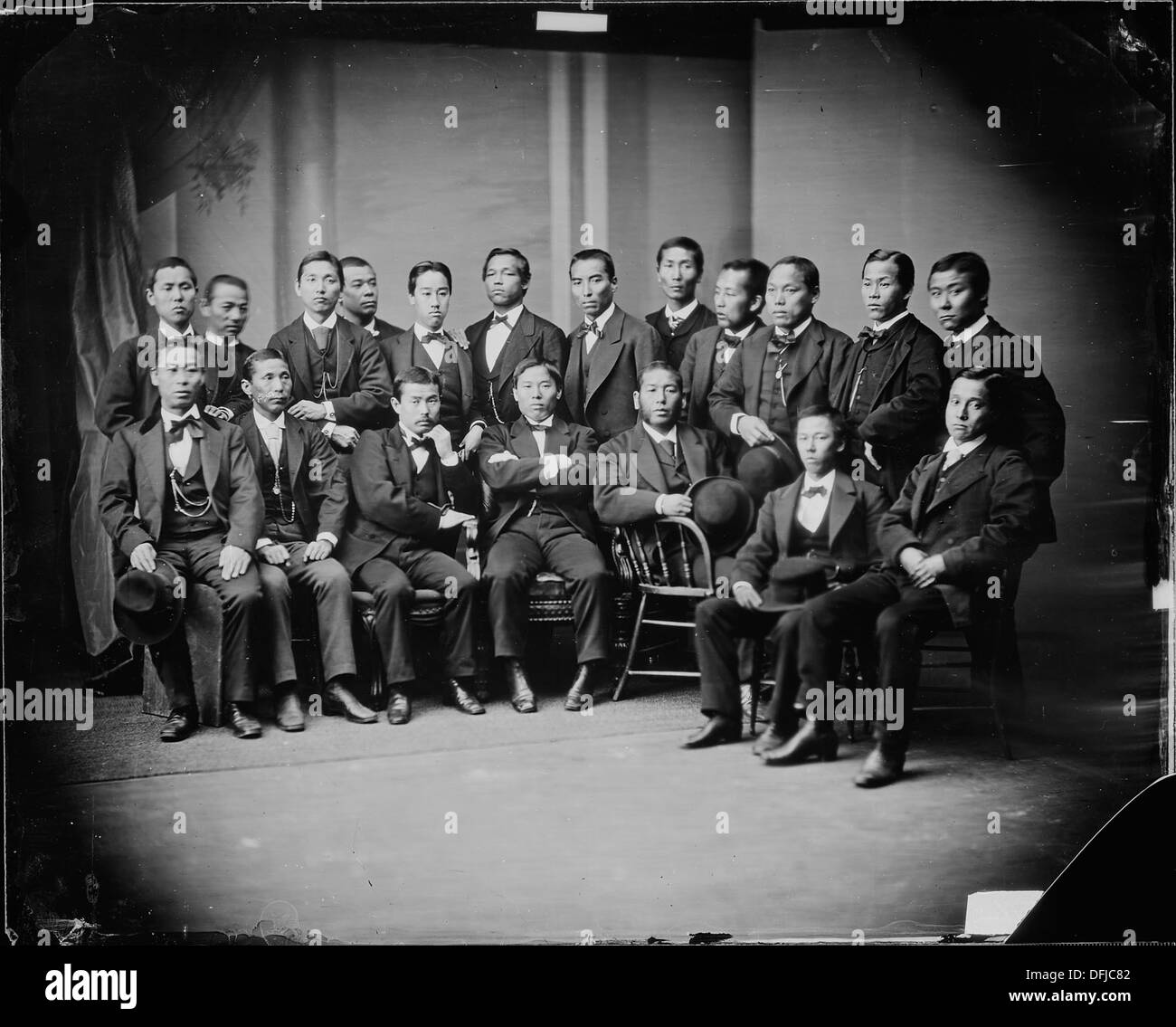 This image captures a group of Japanese individuals, likely depicting a ...