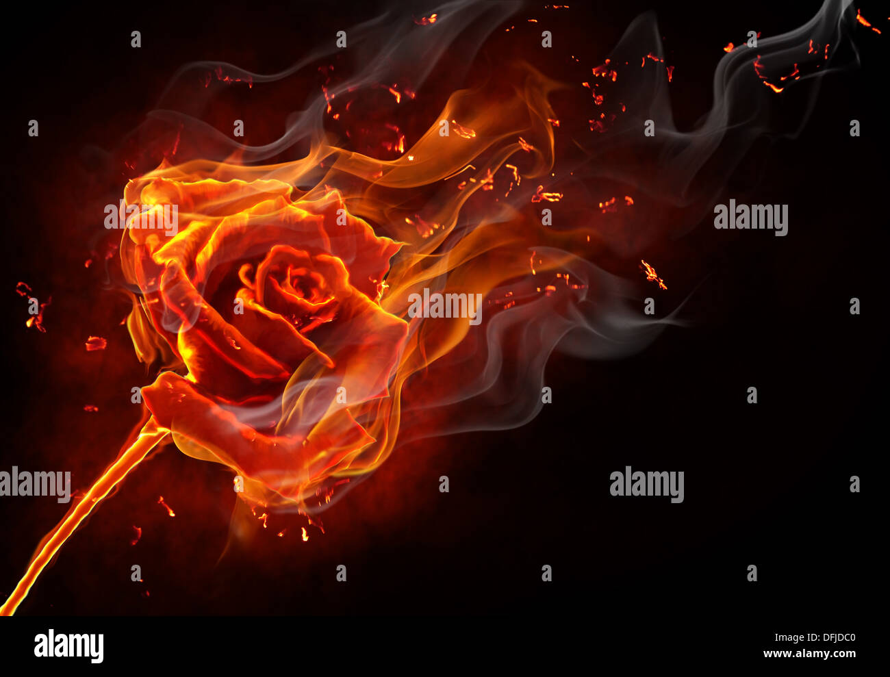 bright flamy symbol on the black background Stock Photo - Alamy