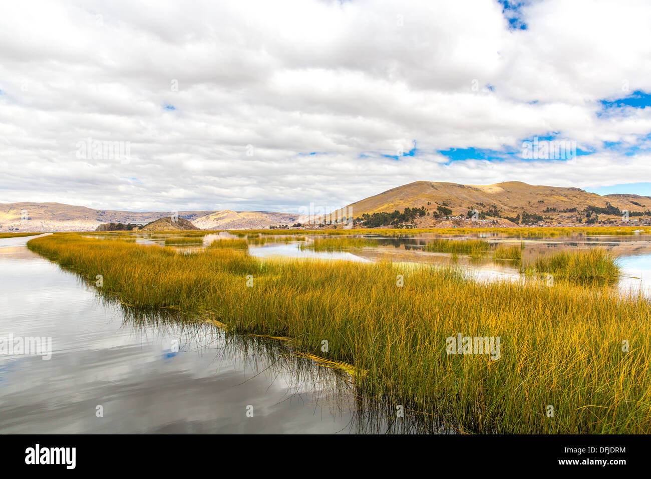 Lake Titicaca South America located on border of Peru and Bolivia. It ...