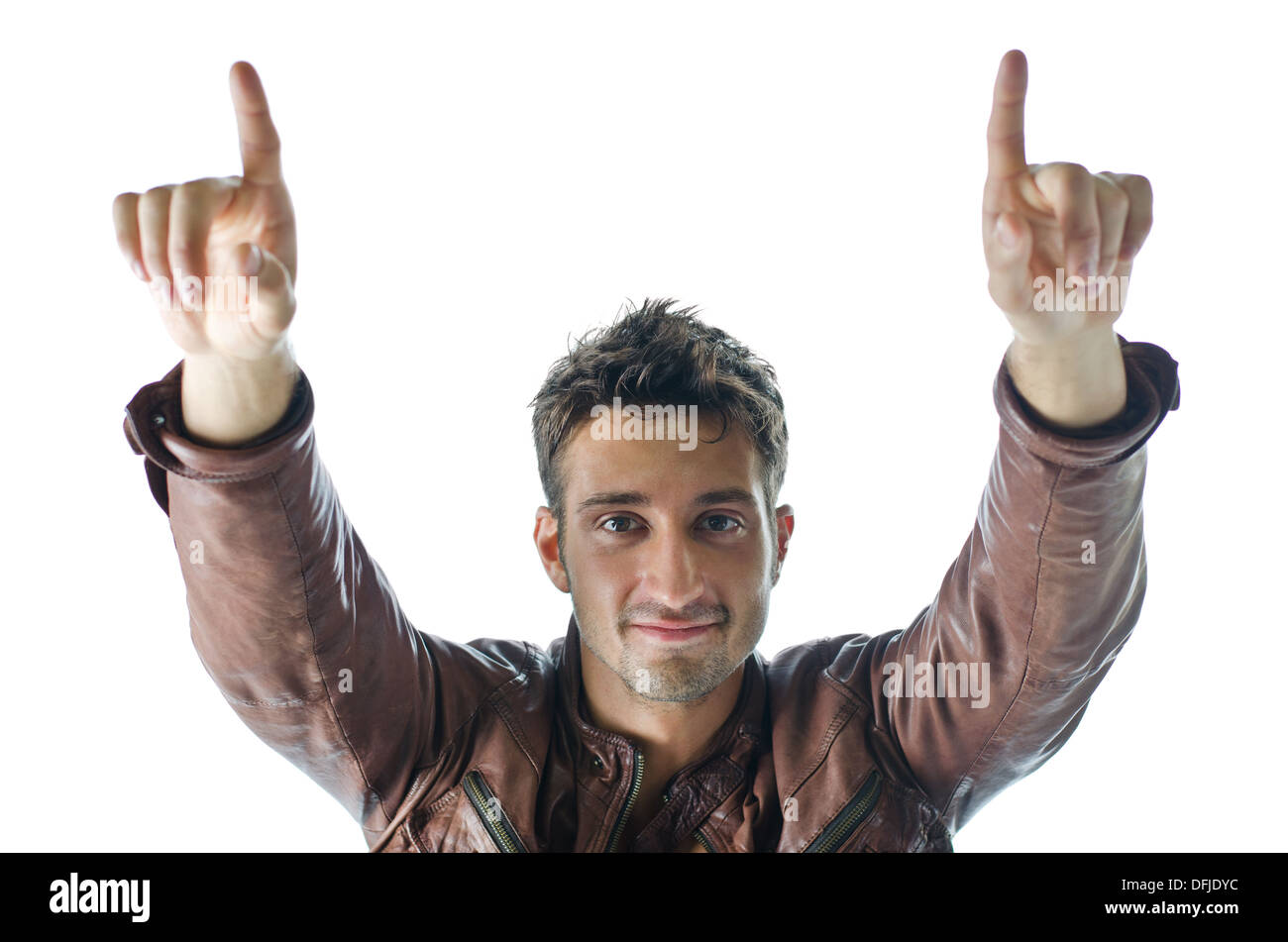 Human finger pointing up hi-res stock photography and images - Alamy