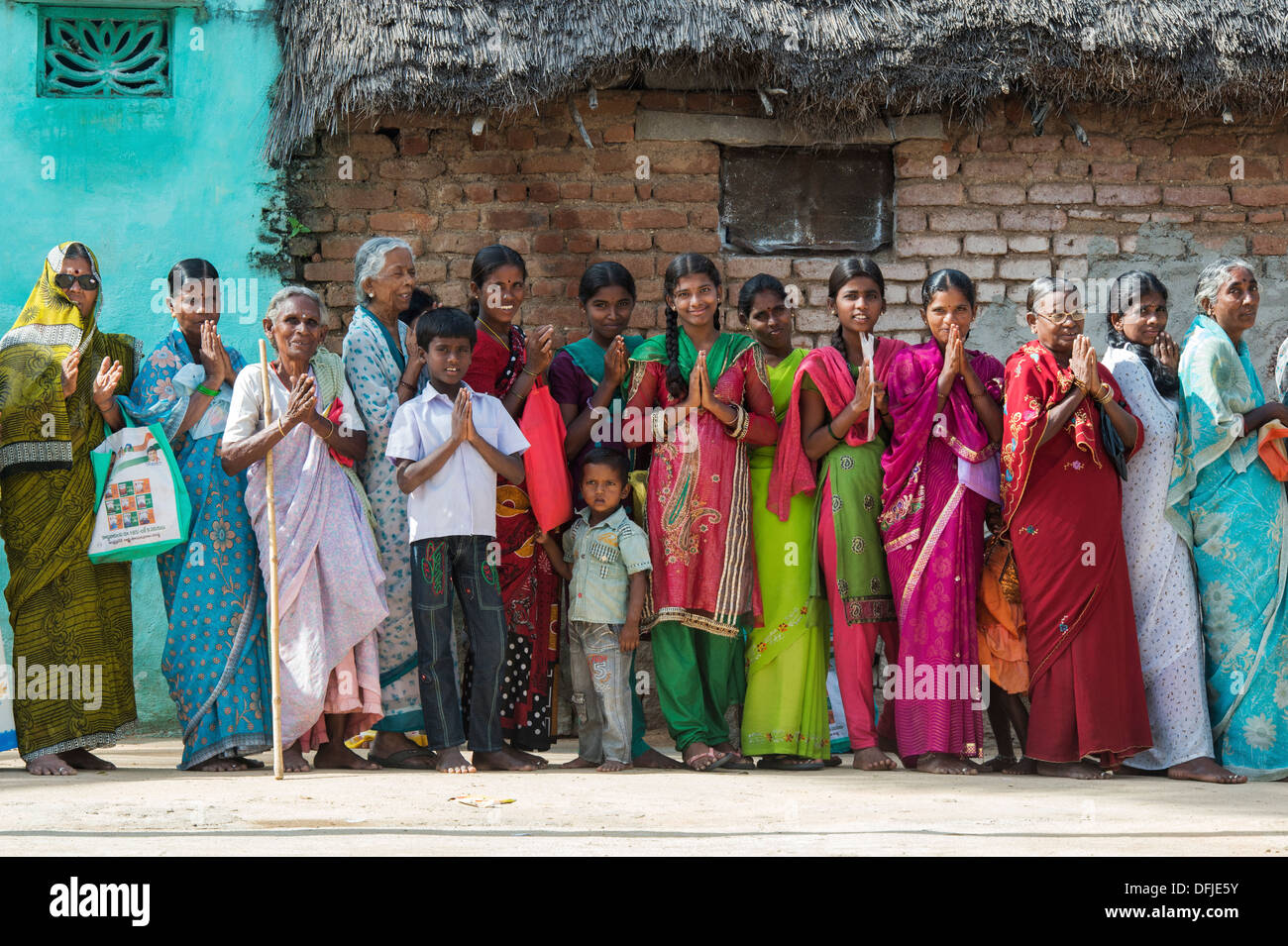 Rural Indian women patients queuing at the Sri Sathya Sai Baba mobile ...