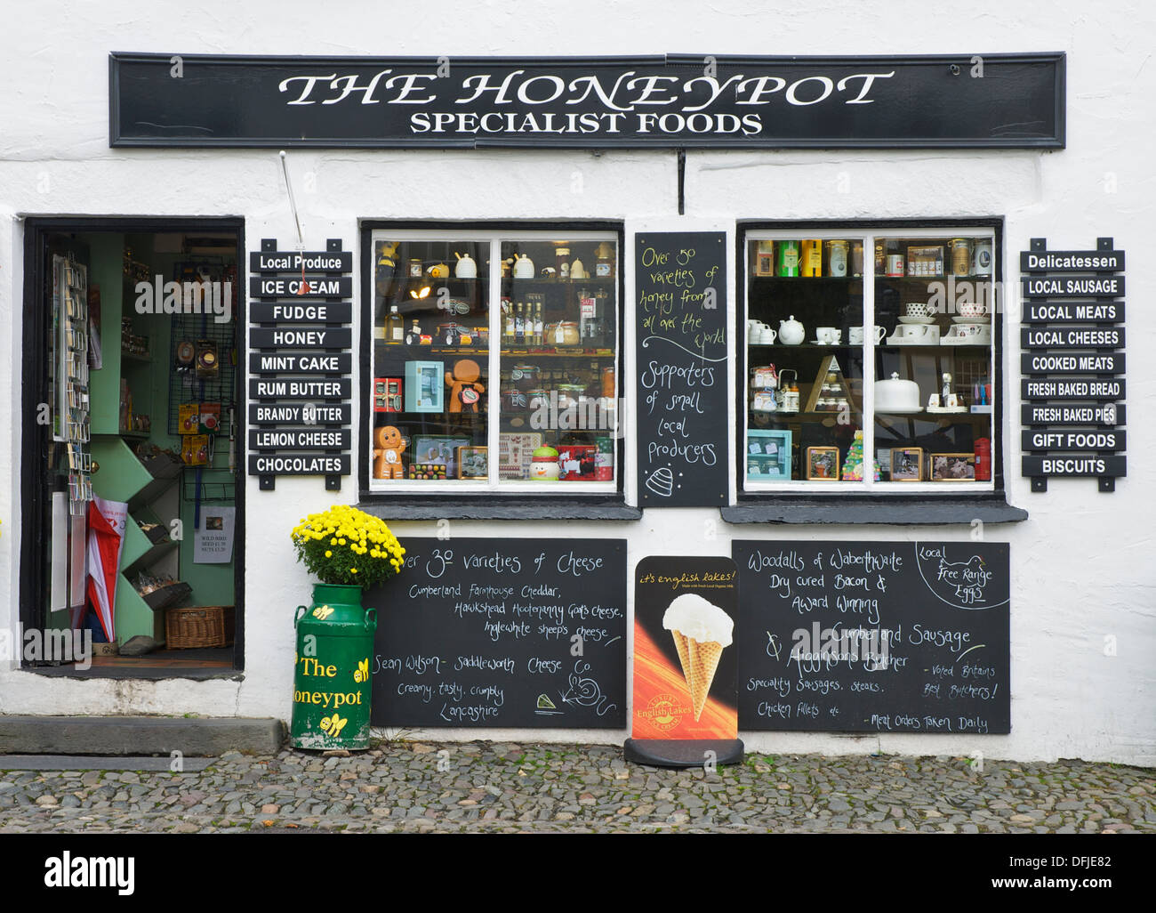 The Honeypot shop in the village of Hawkshead, Lake District National ...