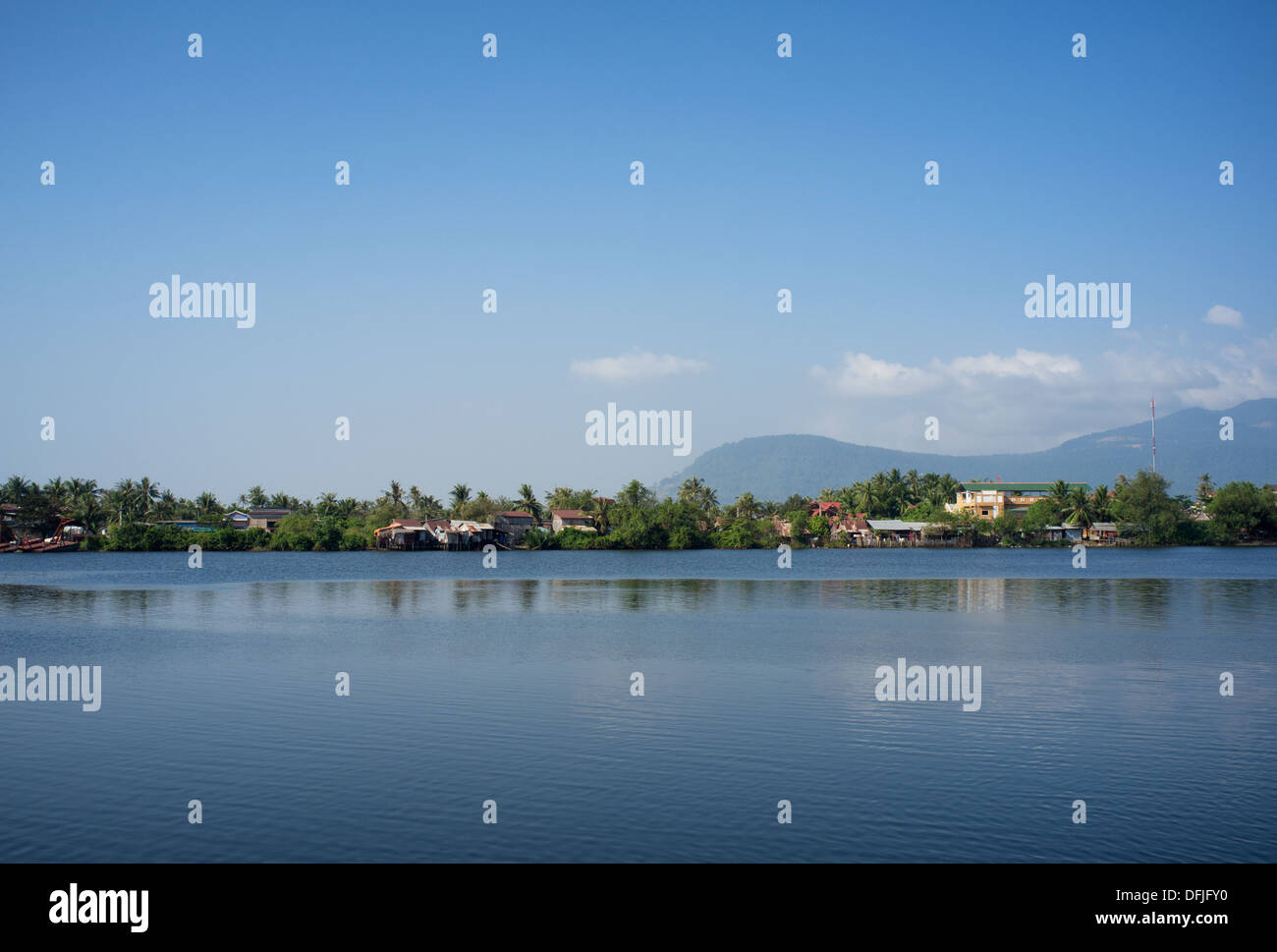View from the riverside in Kampot, Cambodia Stock Photo - Alamy