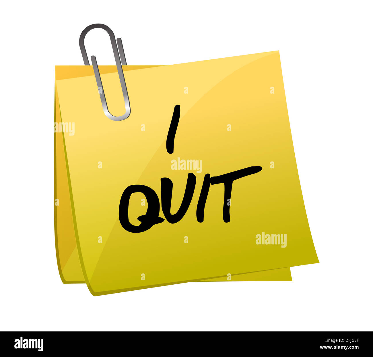 post-it I quit illustration design on white background Stock Photo - Alamy