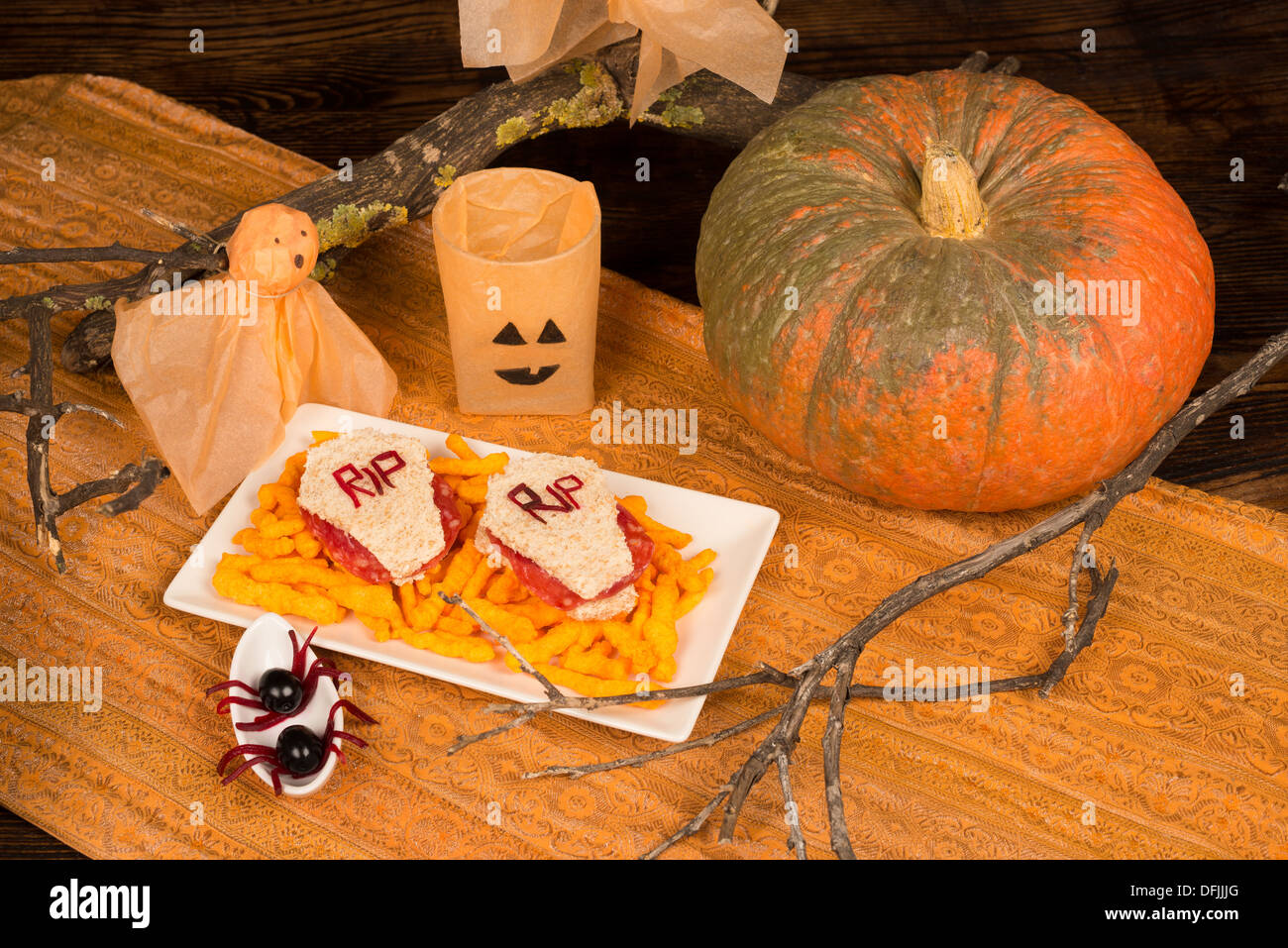 Tombstone sandwiches, a funny idea for a kid Halloween meal Stock Photo ...