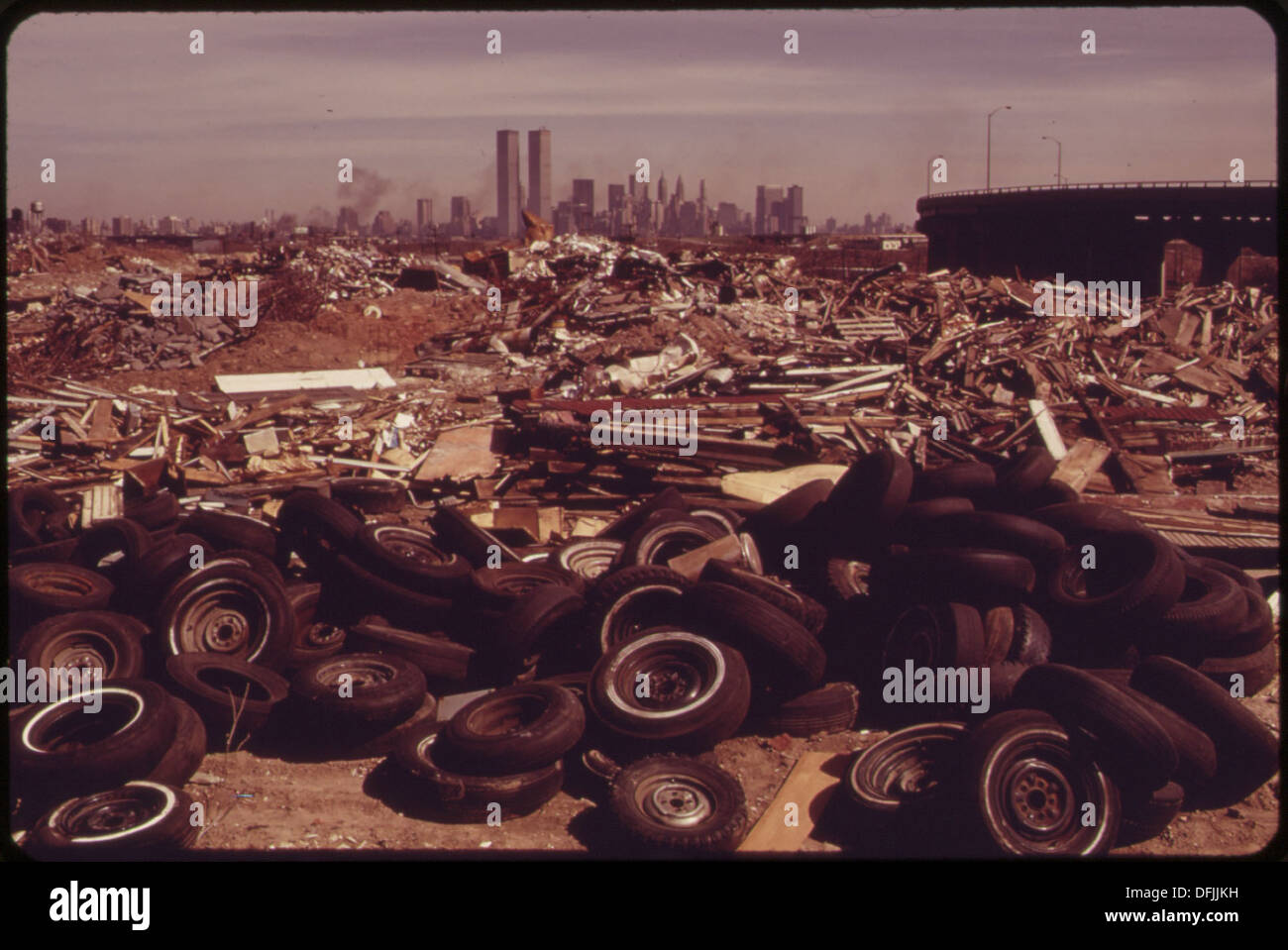 An illegal dumping area near the New Jersey Turnpike, facing Manhattan ...