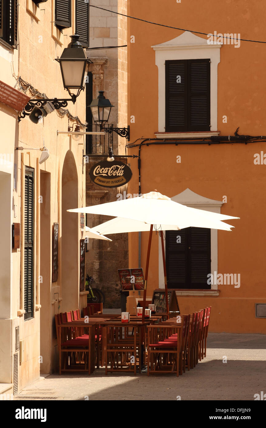 Street cafe bar Menorca Stock Photo - Alamy