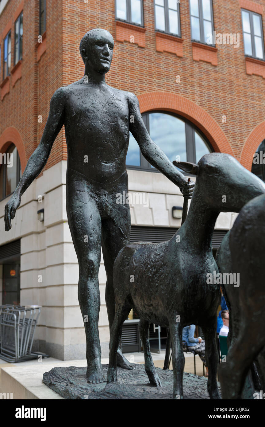 Shepherd and sheep sculptures by Dame Elizabeth Firnk, London, England ...
