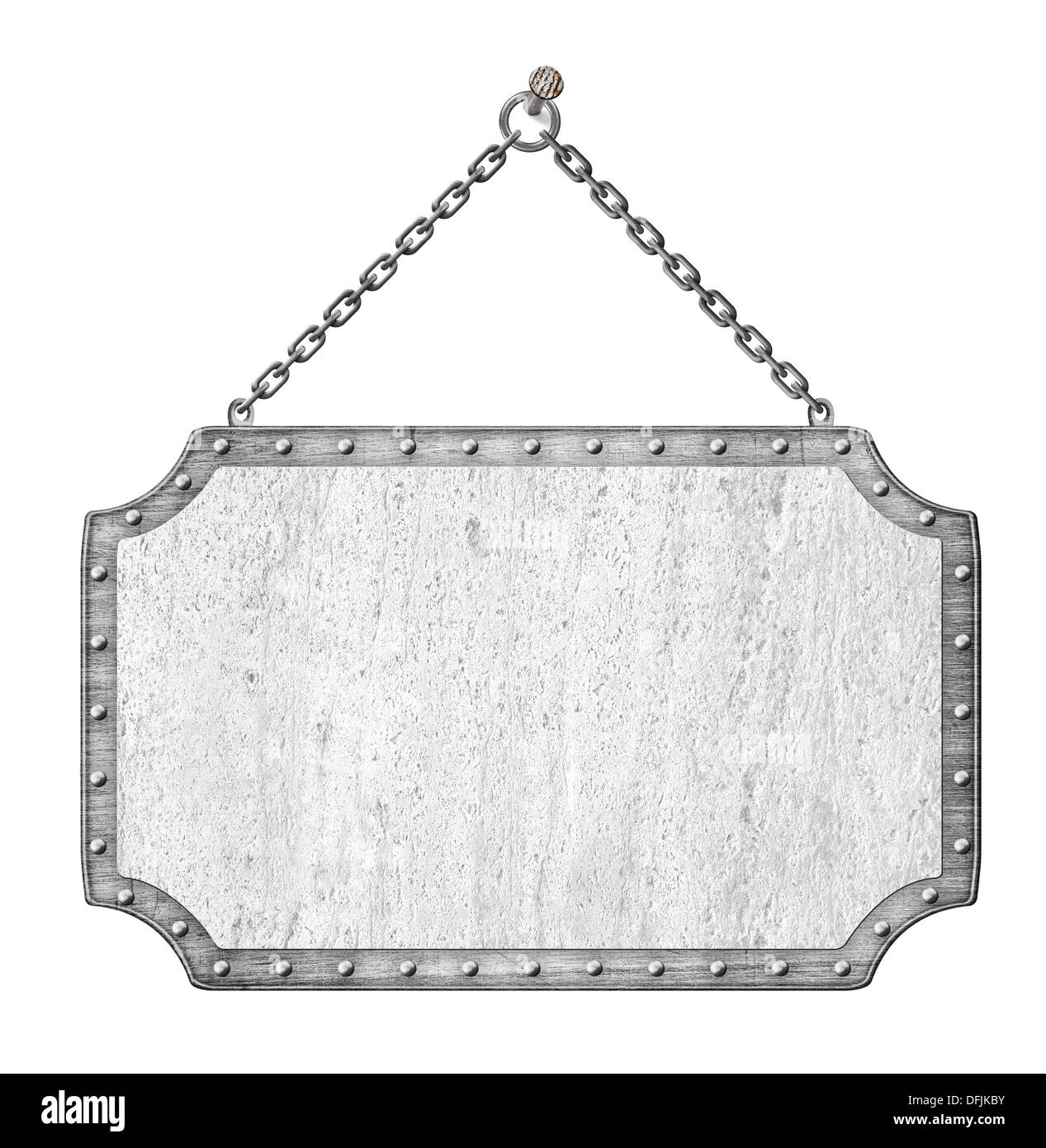 metal signboard with chains isolated Stock Photo - Alamy