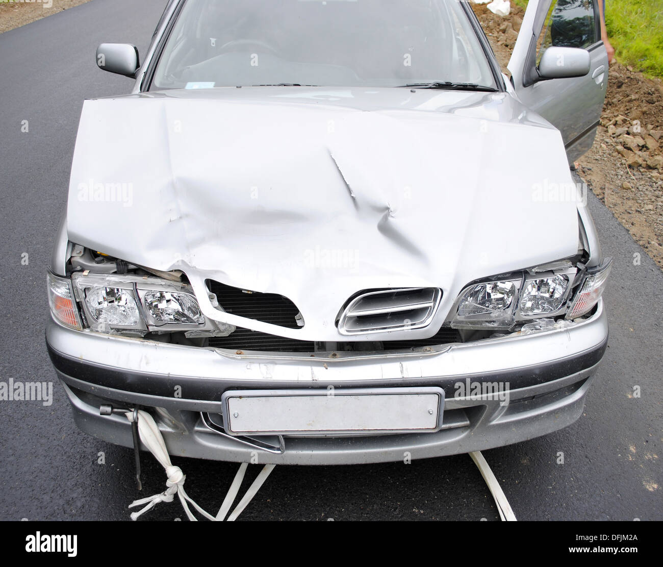 The modern car broken after road failure Stock Photo - Alamy