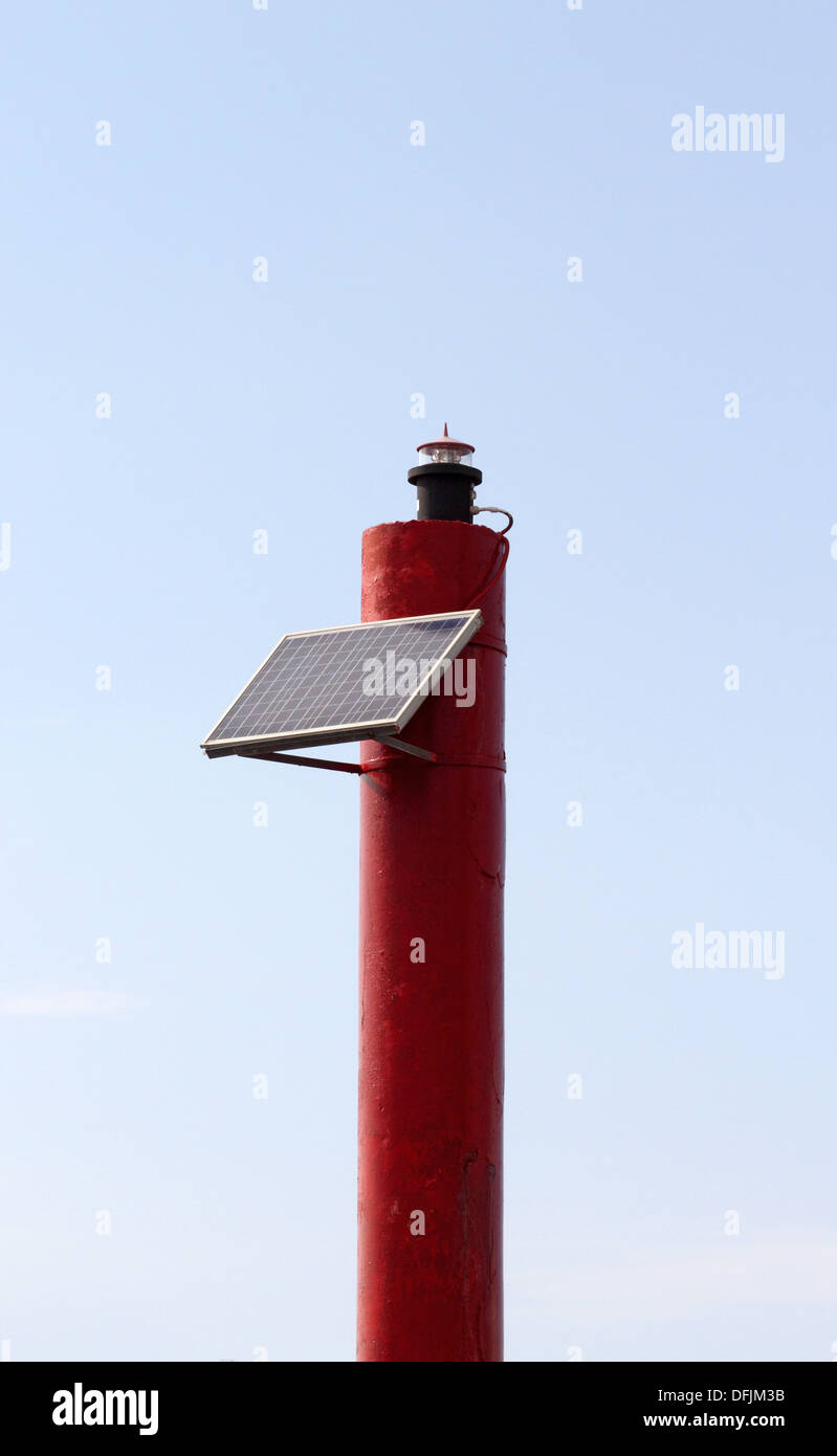 Port harbour entrance marker, solar powered light Stock Photo - Alamy