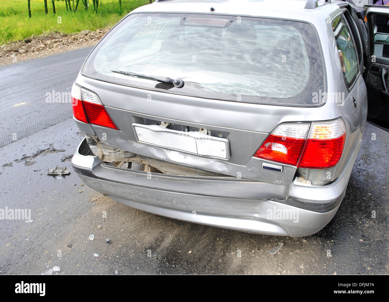 Back bumper of the car after a car accident Stock Photo - Alamy