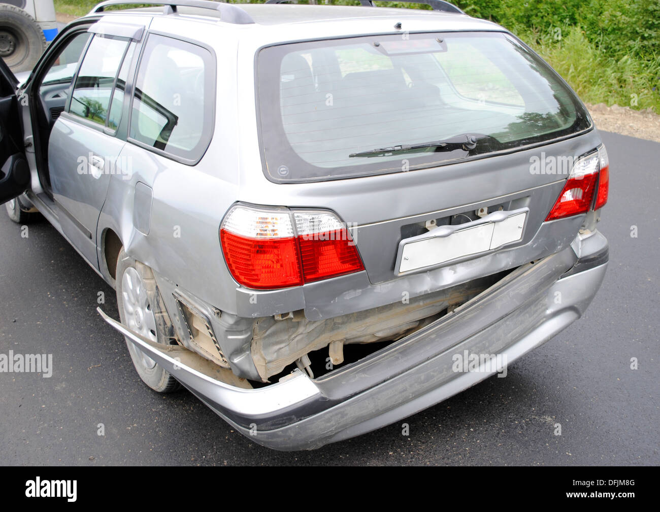 Back bumper of the car after a car accident Stock Photo - Alamy