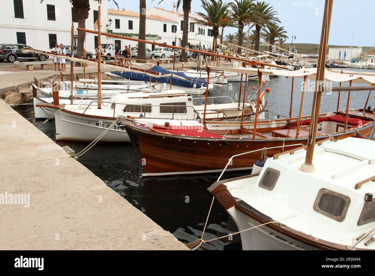 Fornells harbour traditional fishing boat Stock Photo - Alamy