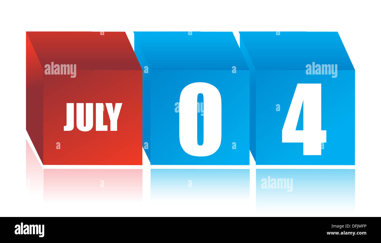 Calendar showing July 4 - Independance Day Stock Photo - Alamy