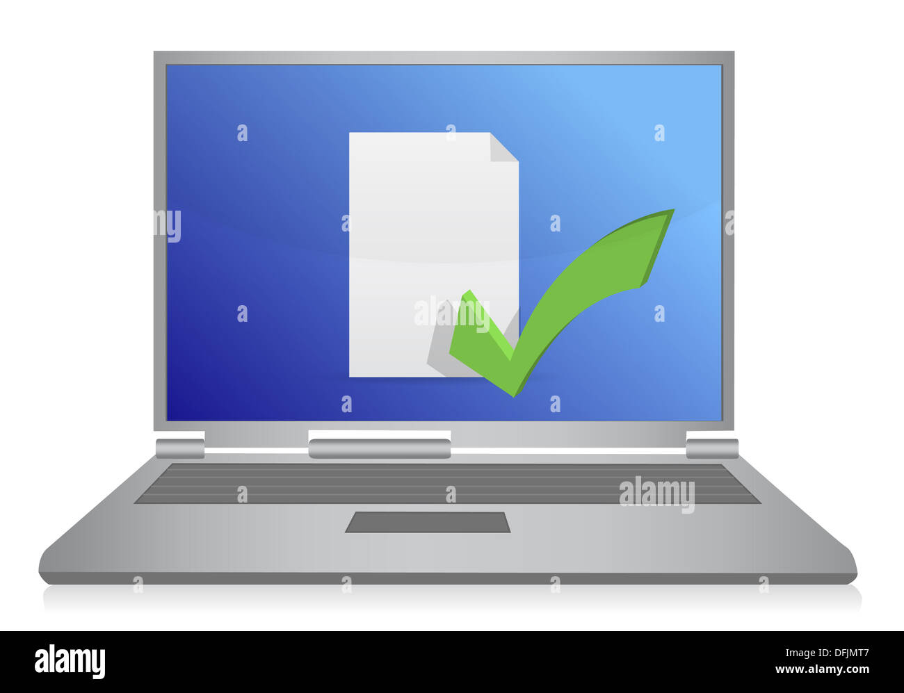 laptop with approve file illustration design on white Stock Photo - Alamy