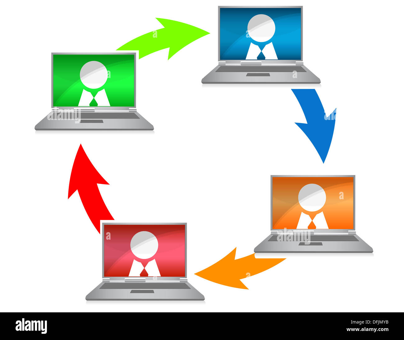 Networking colorful illustration over a white background / Networking ...