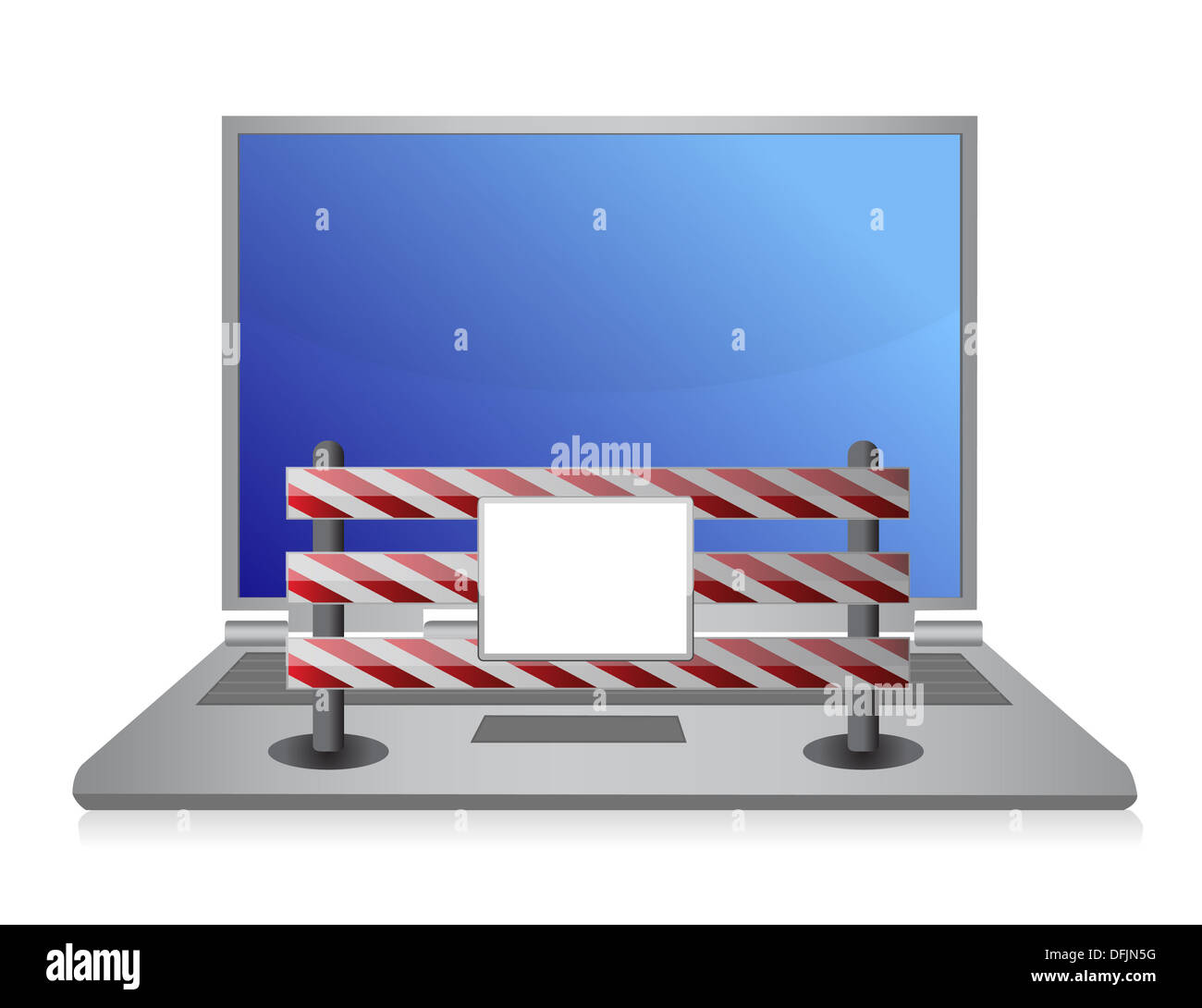 laptop computer and block sign in front Stock Photo - Alamy