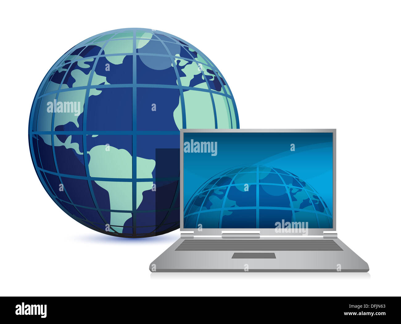 Abstract 3d illustration of laptop computer with earth globe Stock ...