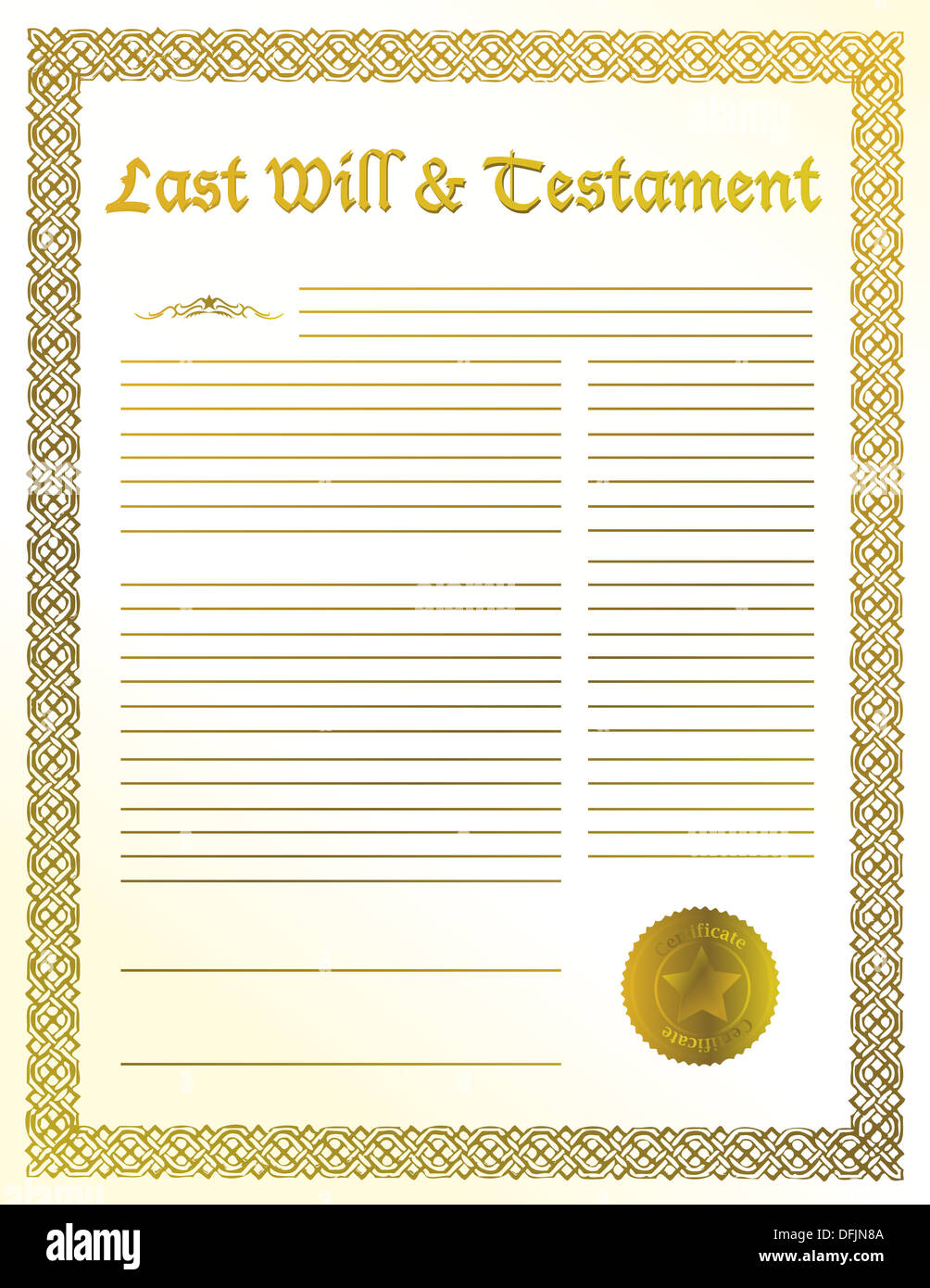 Antique quill and Old-fashioned paper with text of Last will Stock ...