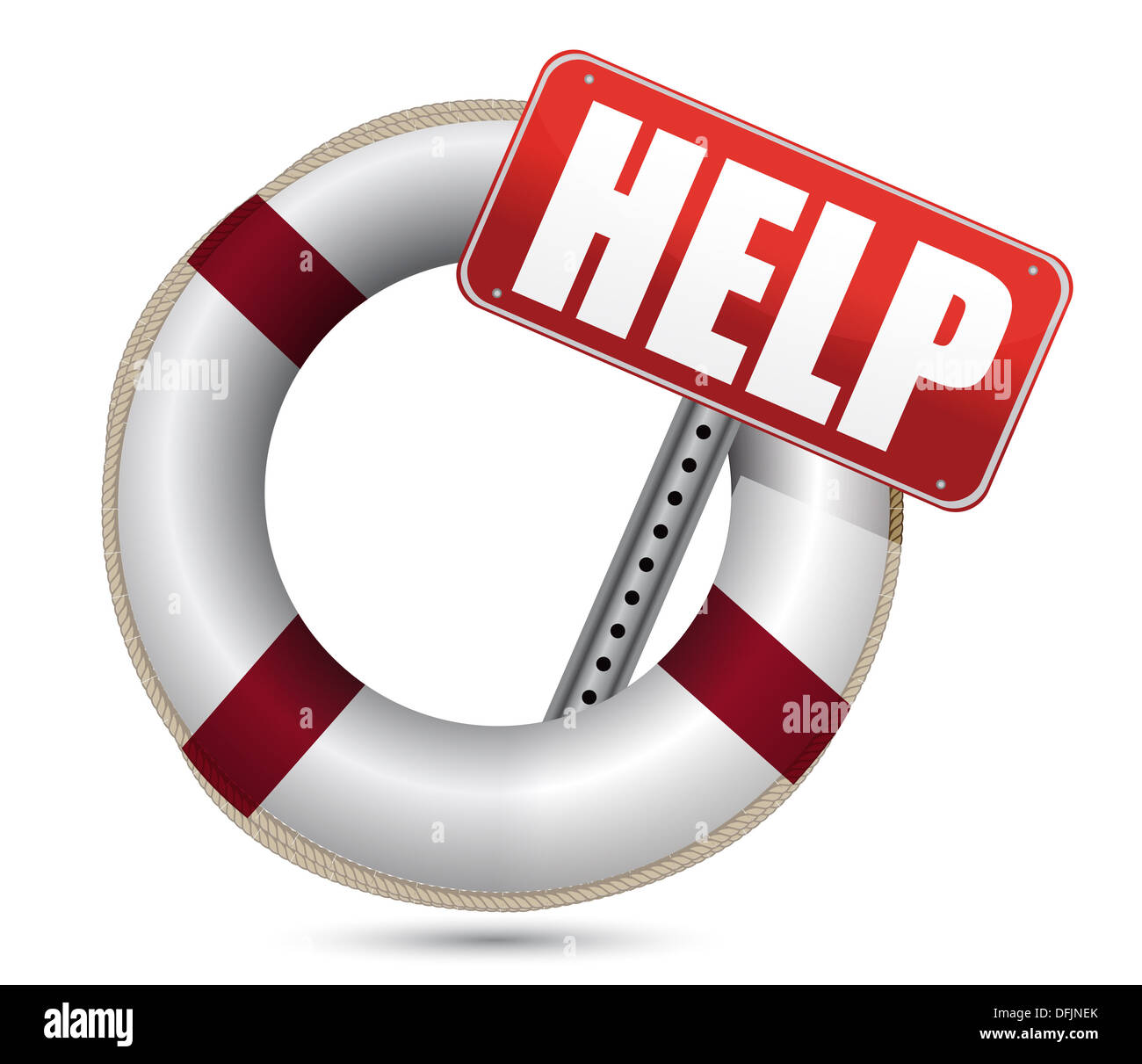Lifebuoy with red help sign over white background Stock Photo - Alamy
