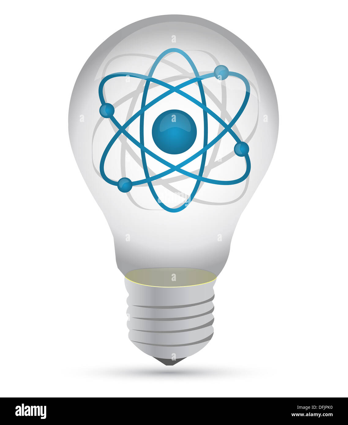 atom inside a lightbulb illustration design over white Stock Photo - Alamy