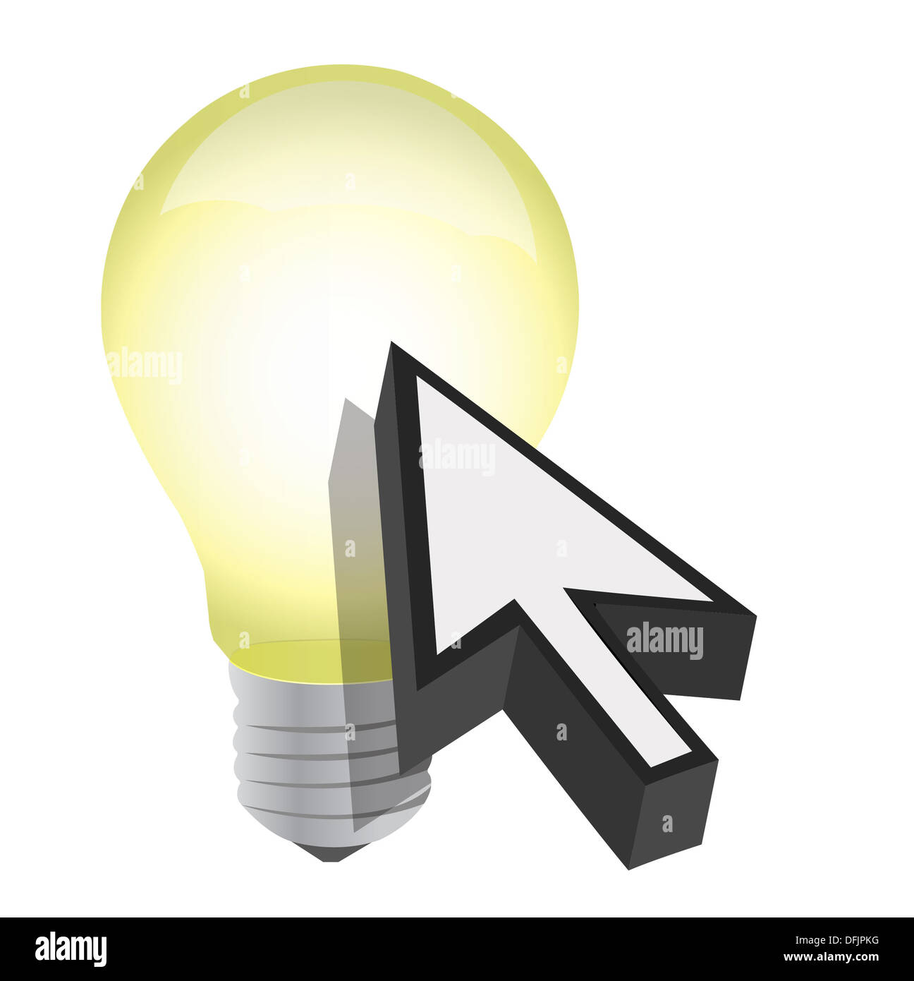 Arrow cursor and light bulb illustration design Stock Photo - Alamy