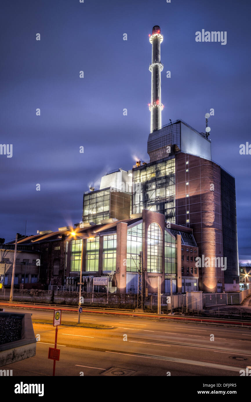 industrial building at night Stock Photo - Alamy