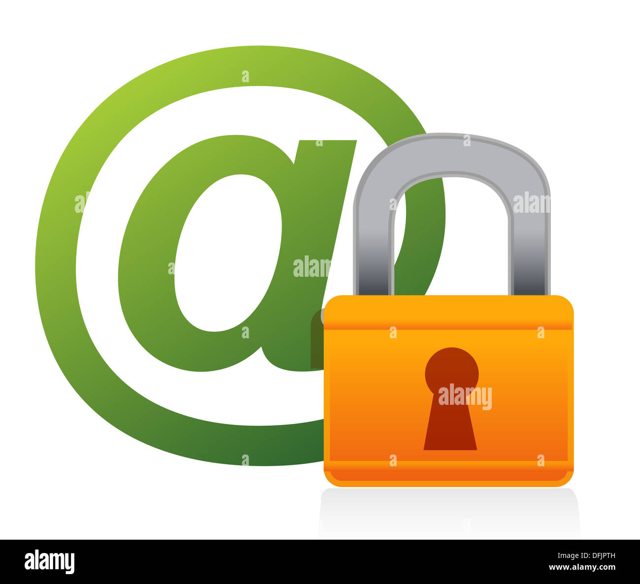 Red Lock and green sign AT illustration design Stock Photo - Alamy