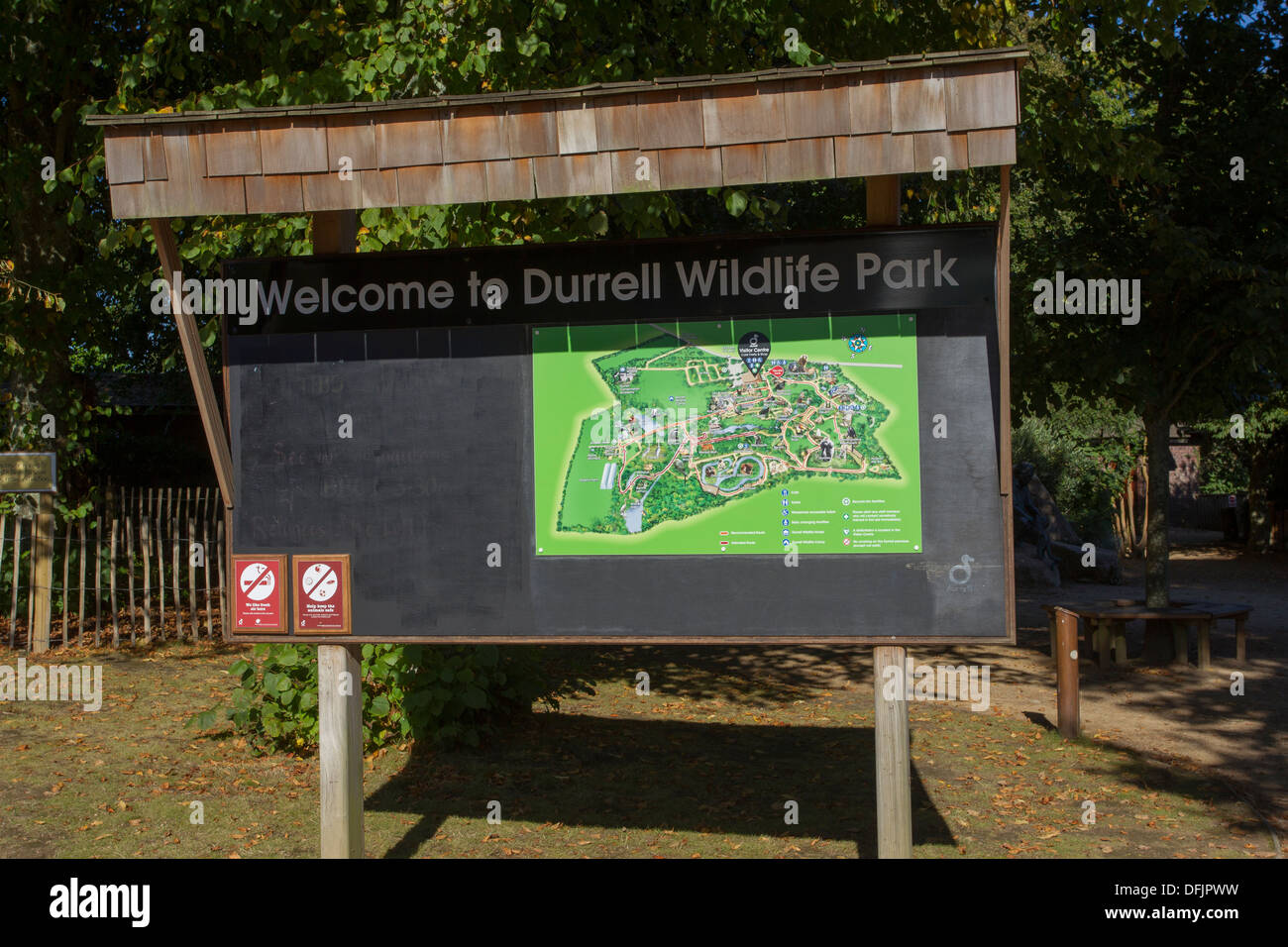 Durrell Wildlife Conservation Trust park map of site Stock Photo - Alamy