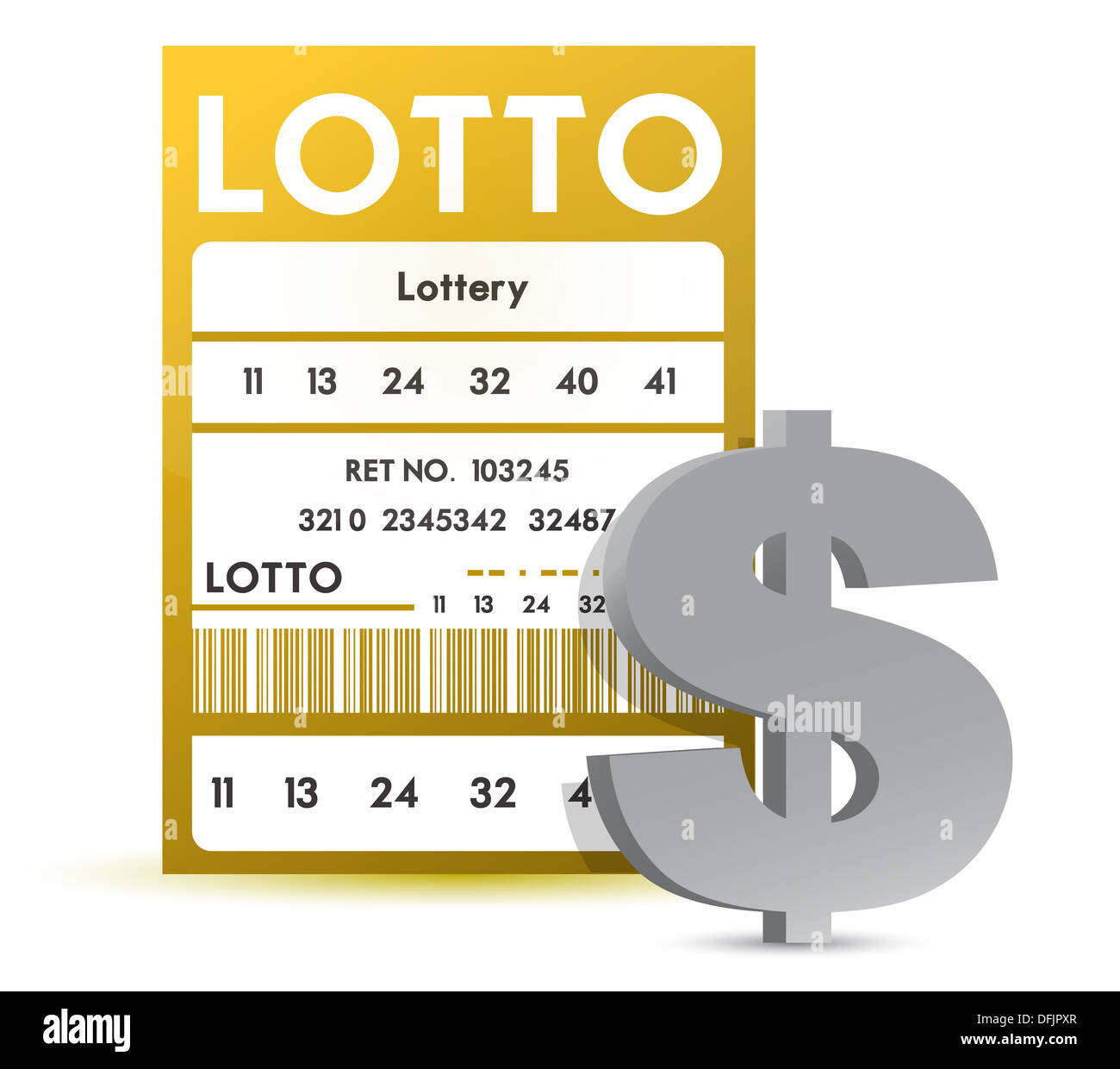 Lottery ticket with dollar sign illustration design Stock Photo - Alamy