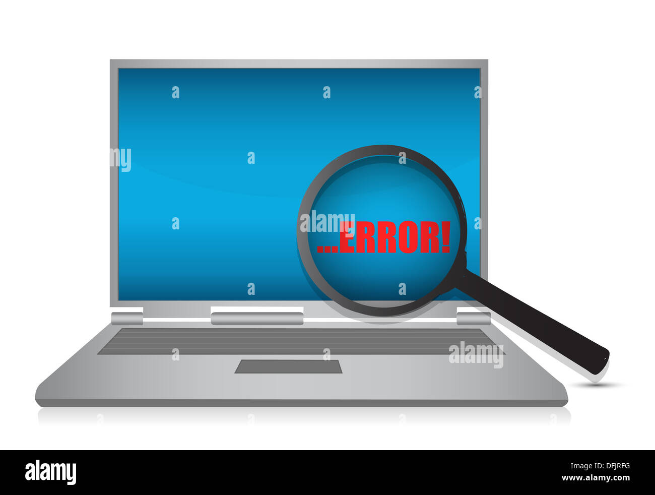 illustration of laptop and magnify glass,debugging code concept Stock ...