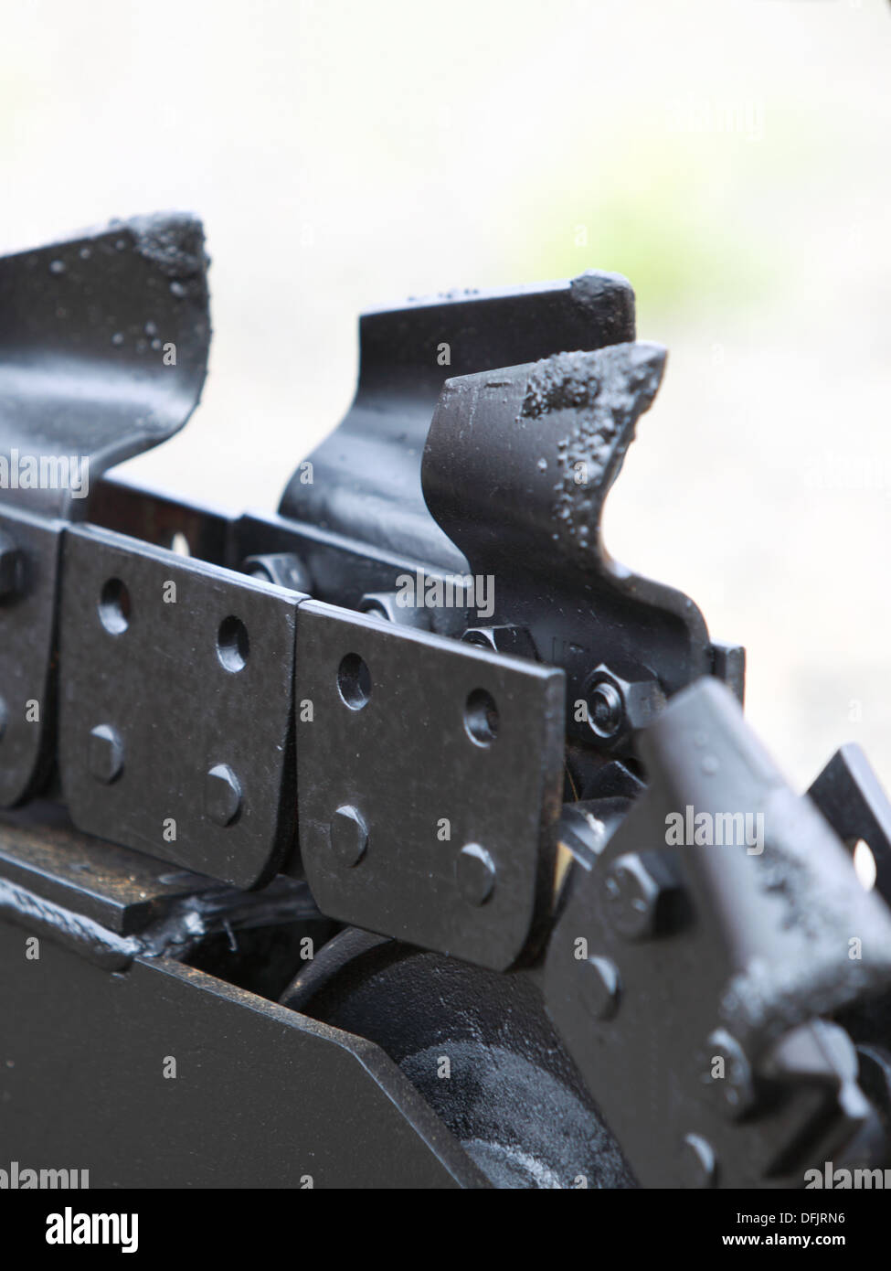 Trench digger industry detail machine for trenching Stock Photo - Alamy