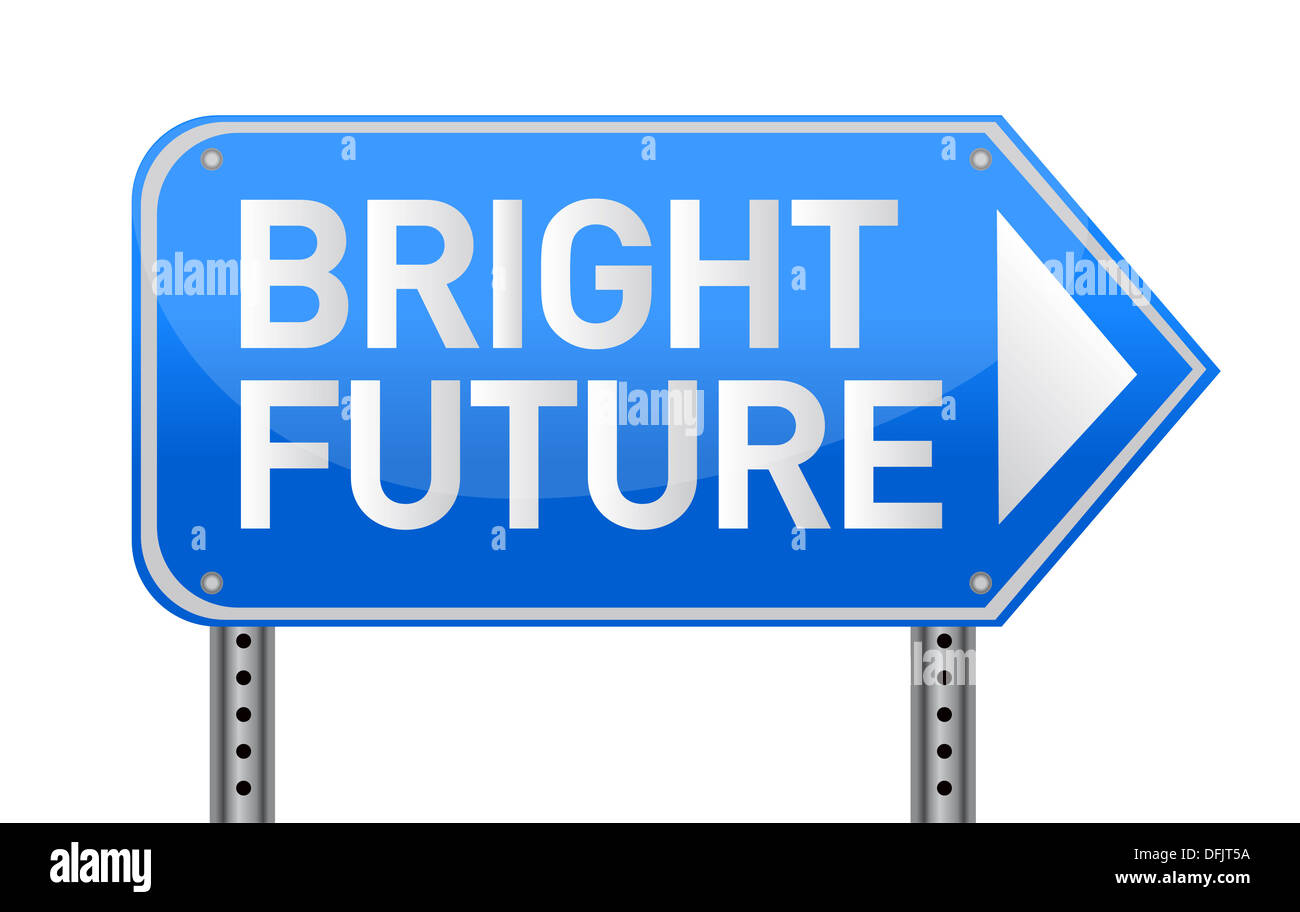 Photo realistic metallic reflective 'bright future' sign, isolated on a ...