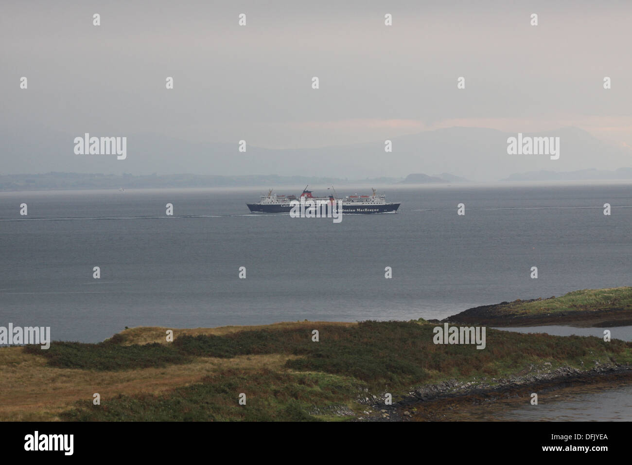 Calmac ferries passing in Firth of Lorn Scotland October 2013 Stock ...