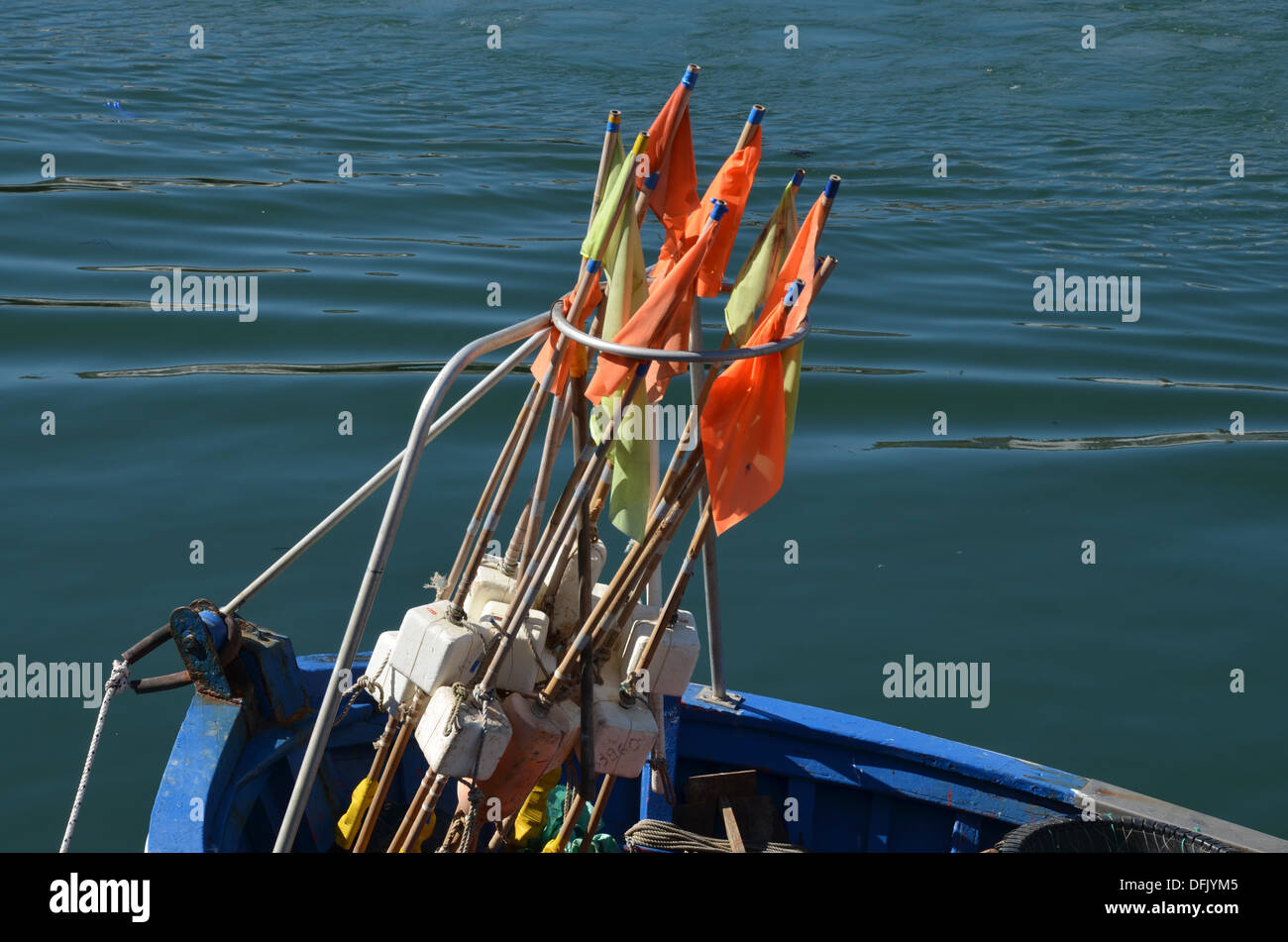 Fishing net floating beacons in the harbour of Lorient, Brittany Stock ...