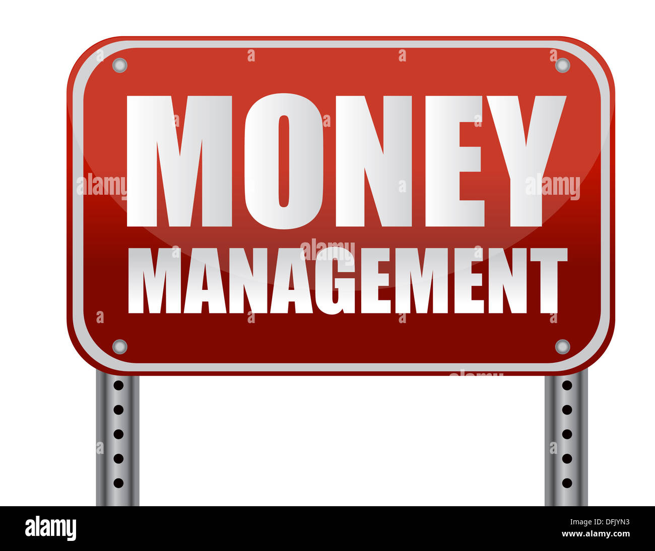 Money management red street sign over a white background Stock Photo ...