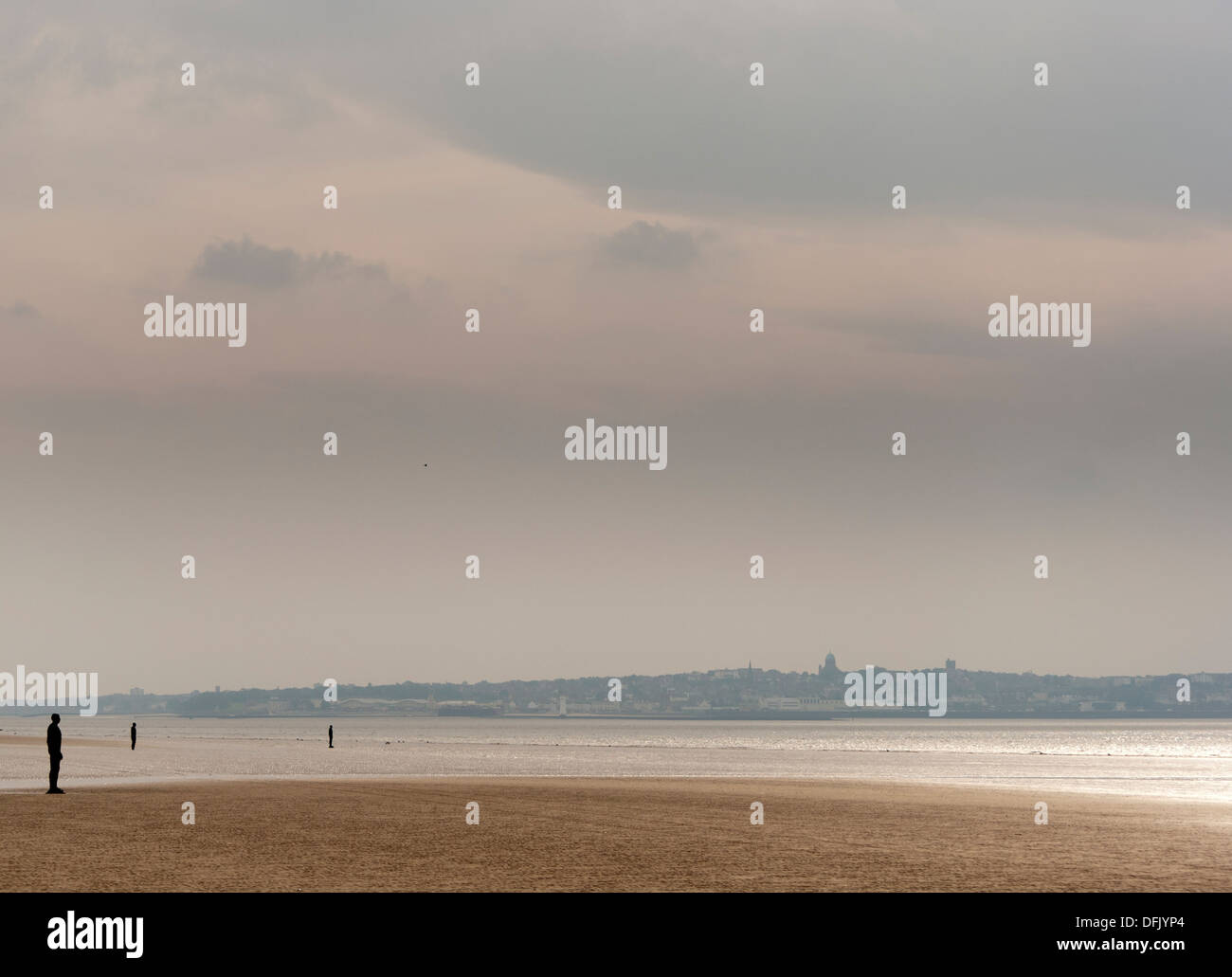 Another Place Crosby Beach sculpture by Antony Gormley Stock Photo - Alamy