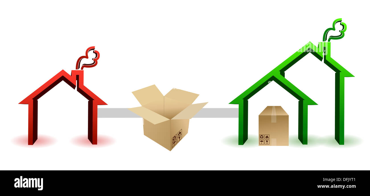 Moving concept illustration isolated over a white background Stock ...