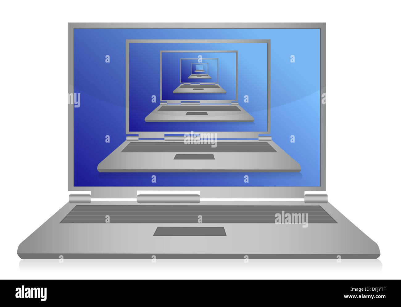 multiple laptops inside one illustration design on white Stock Photo ...